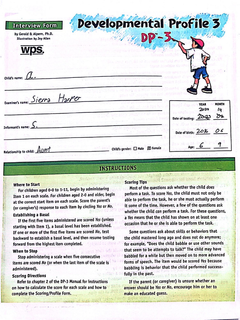 Developmental Profile 3 by Sierra Harper | PDF