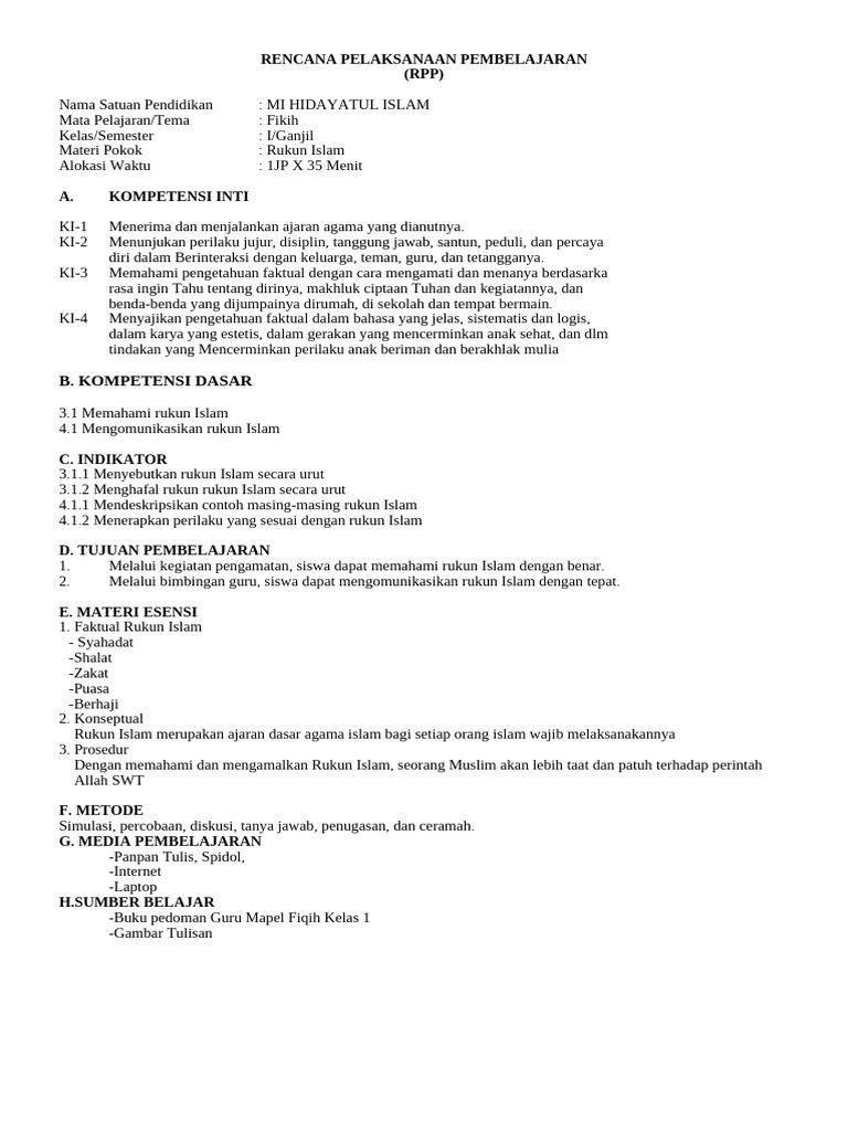 2024 RPP Fikih Kelas 1 | PDF