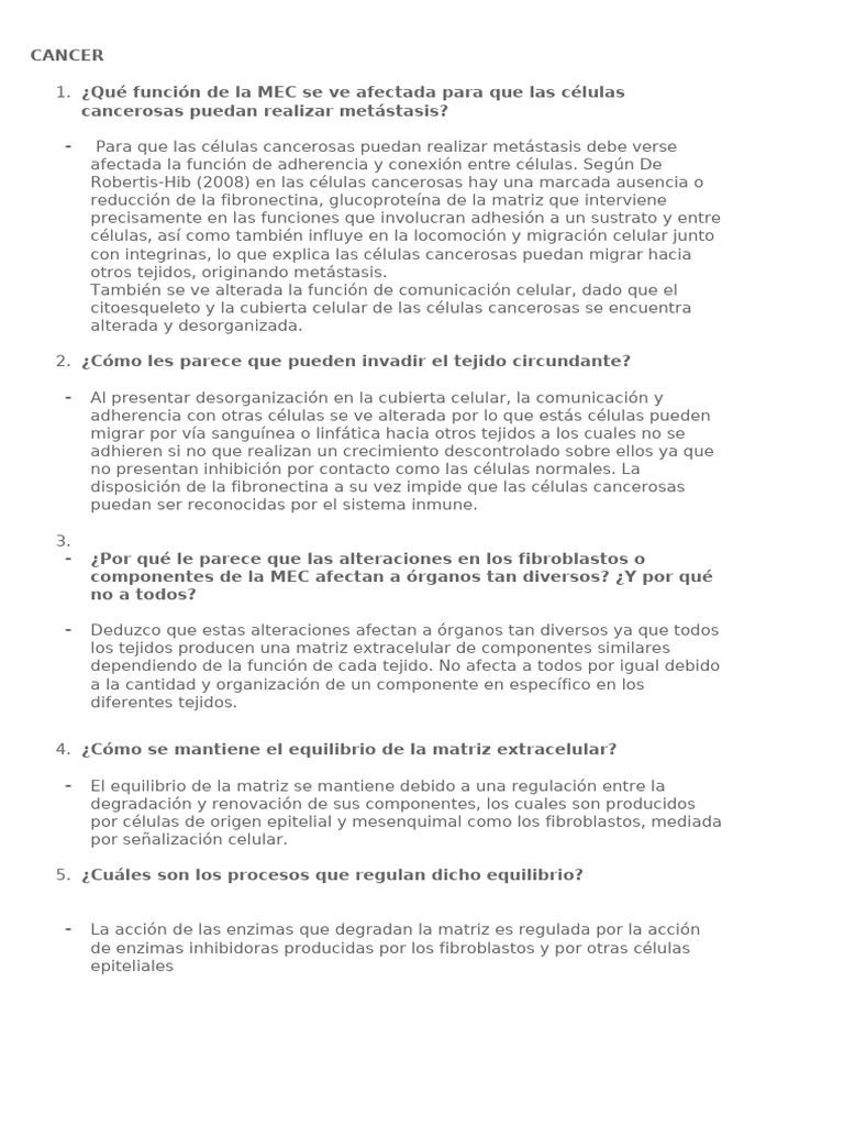 CANCER | PDF | La matriz extracelular | Metástasis