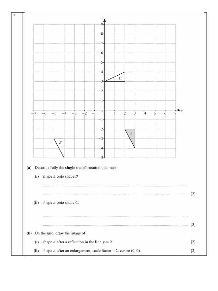 0580 Transformation QP | PDF