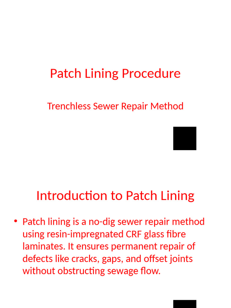 Patch Lining Sewer Repair Guide | PDF
