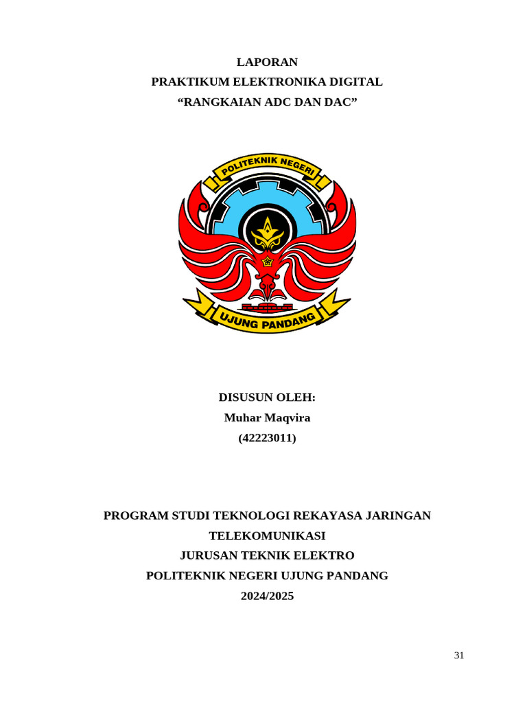 Laprak - Elektronika Digital - Adc Dan Dac - Melisa Dewi Refalinda | PDF