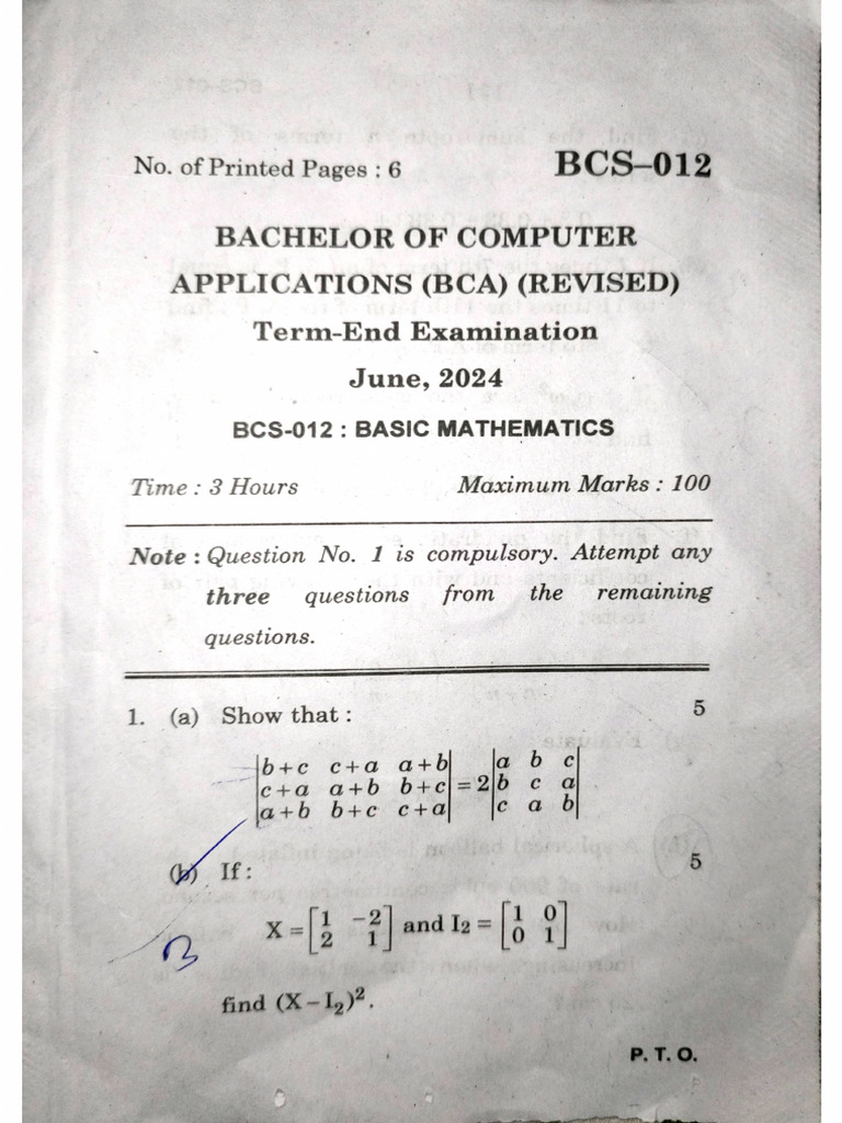 BCS-012 June 2024 | PDF
