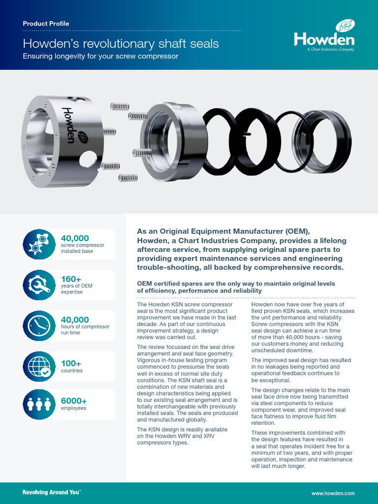 Howden ScrewCompressor ShaftSeals Leaflet | PDF | Reliability ...
