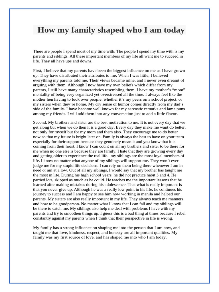 How My Family Shaped Who I Am Today | PDF | Sibling | Behavioural Sciences