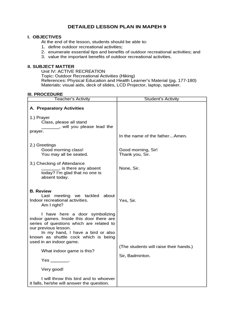 Final Demo Lesson Plan in Mapeh 9 | PDF