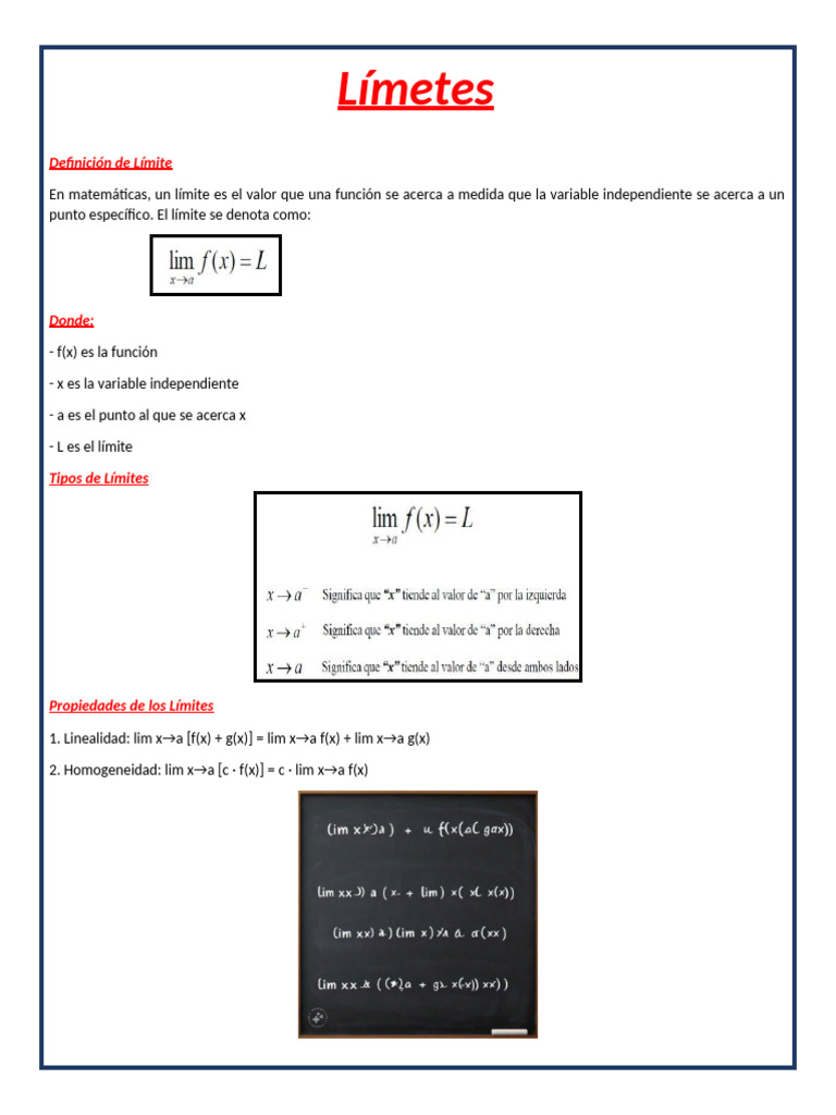 Definición y Tipos de Límites Matemáticos | PDF | infinito | Límite ...