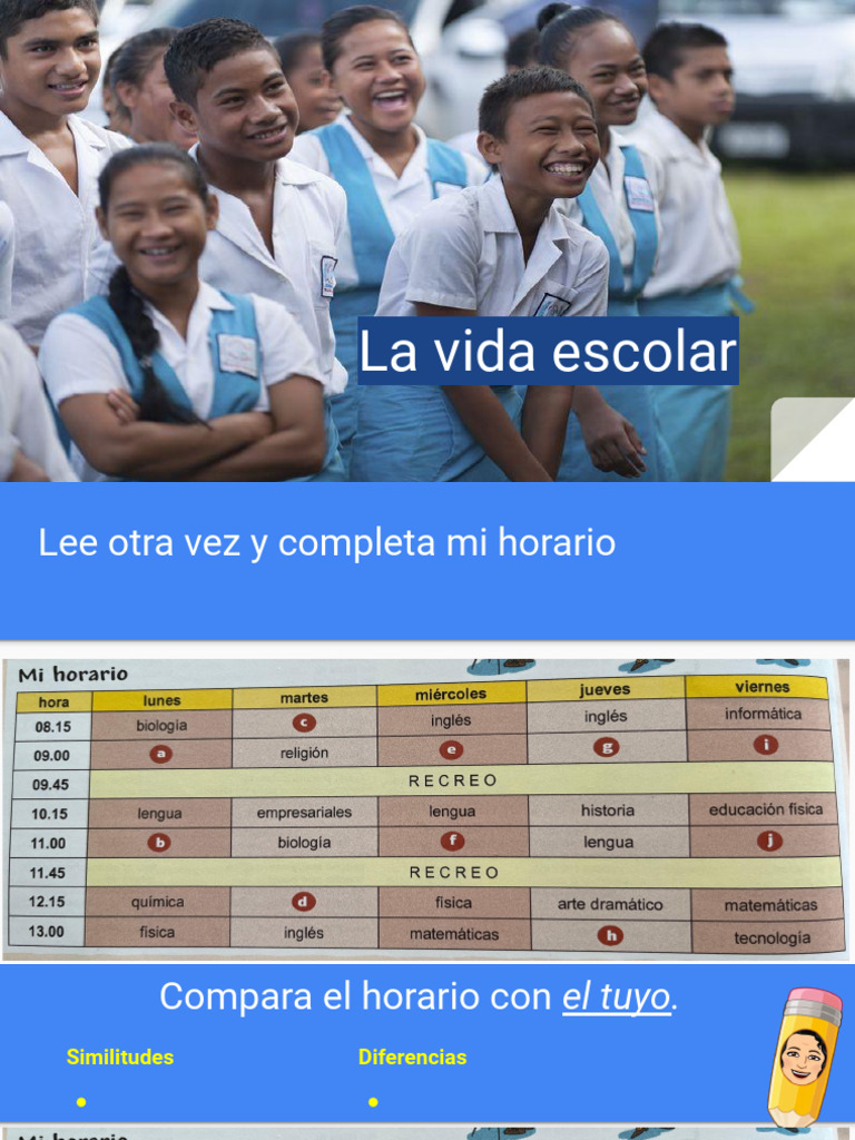 MI Vida en El Insti - Dictation and Speaking Slides | PDF