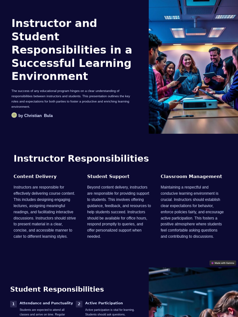 Instructor and Student Responsibilities in A Successful Learning ...