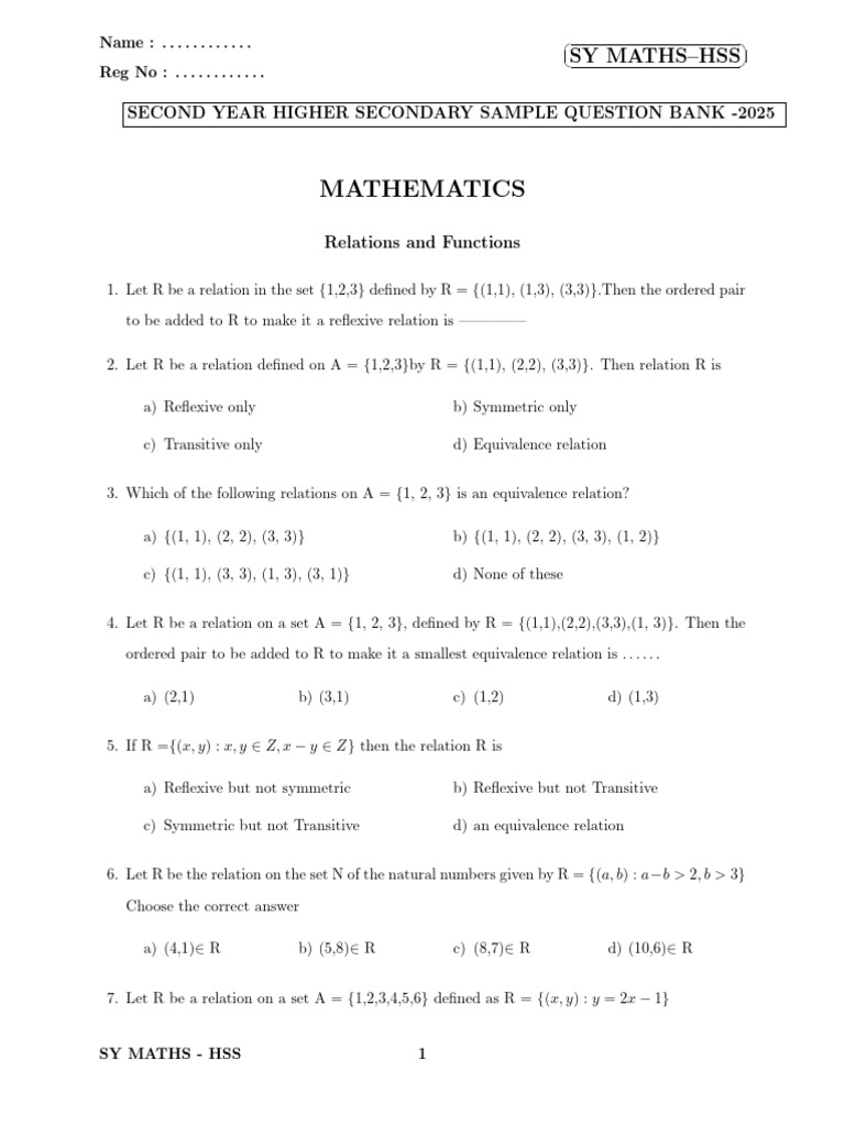 Sample Questions Plus Two Maths | PDF | Line (Geometry) | Function (Mathematics)