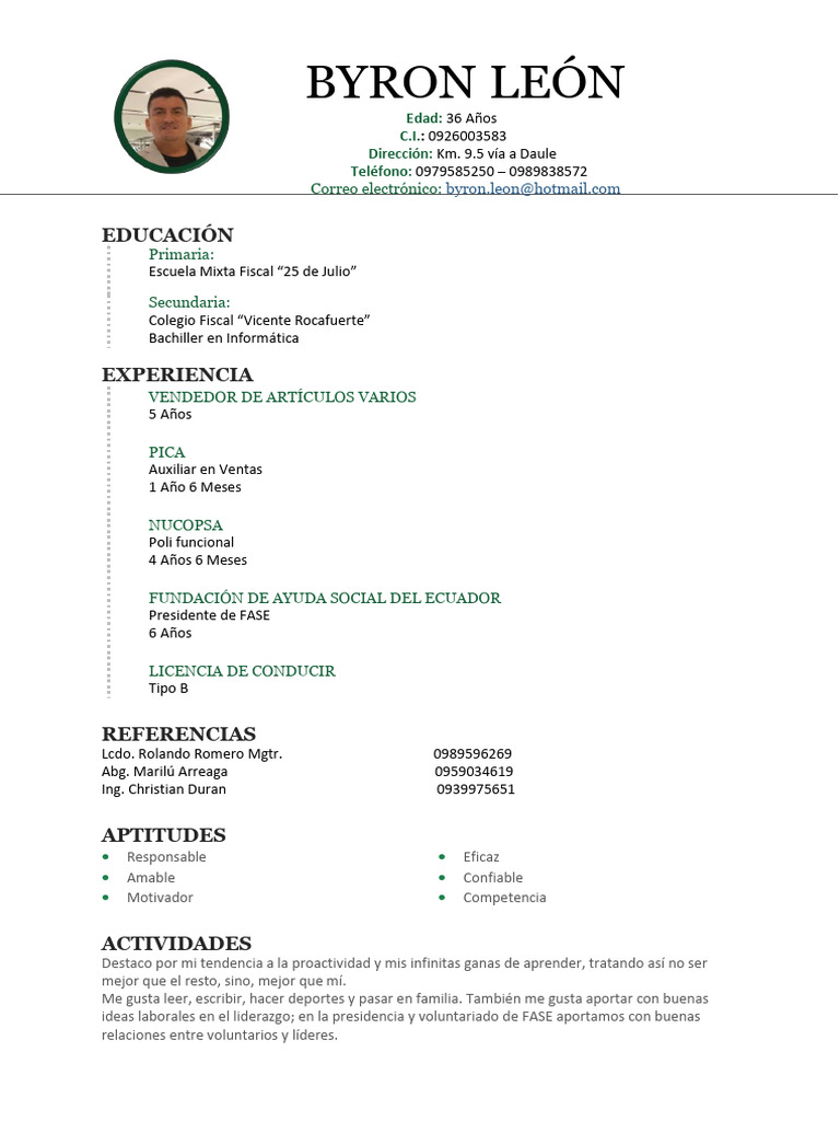 Byron León A. Curriculum | PDF