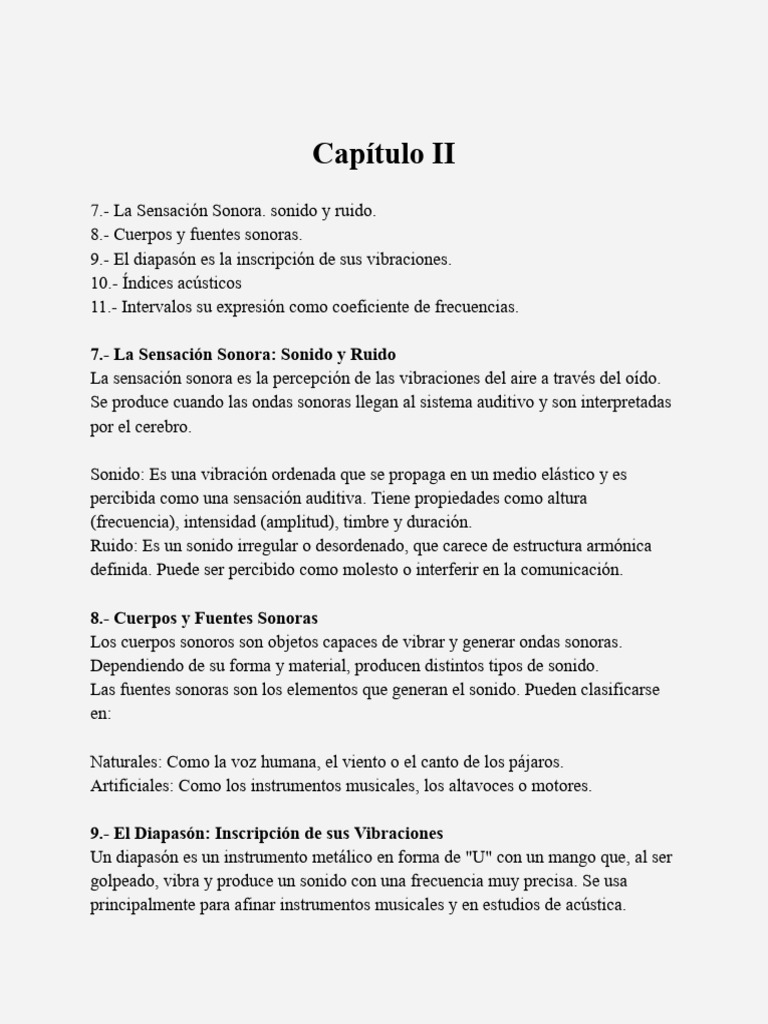 Sensación Sonora y Acústica Musical | PDF | Sonido | Frecuencia