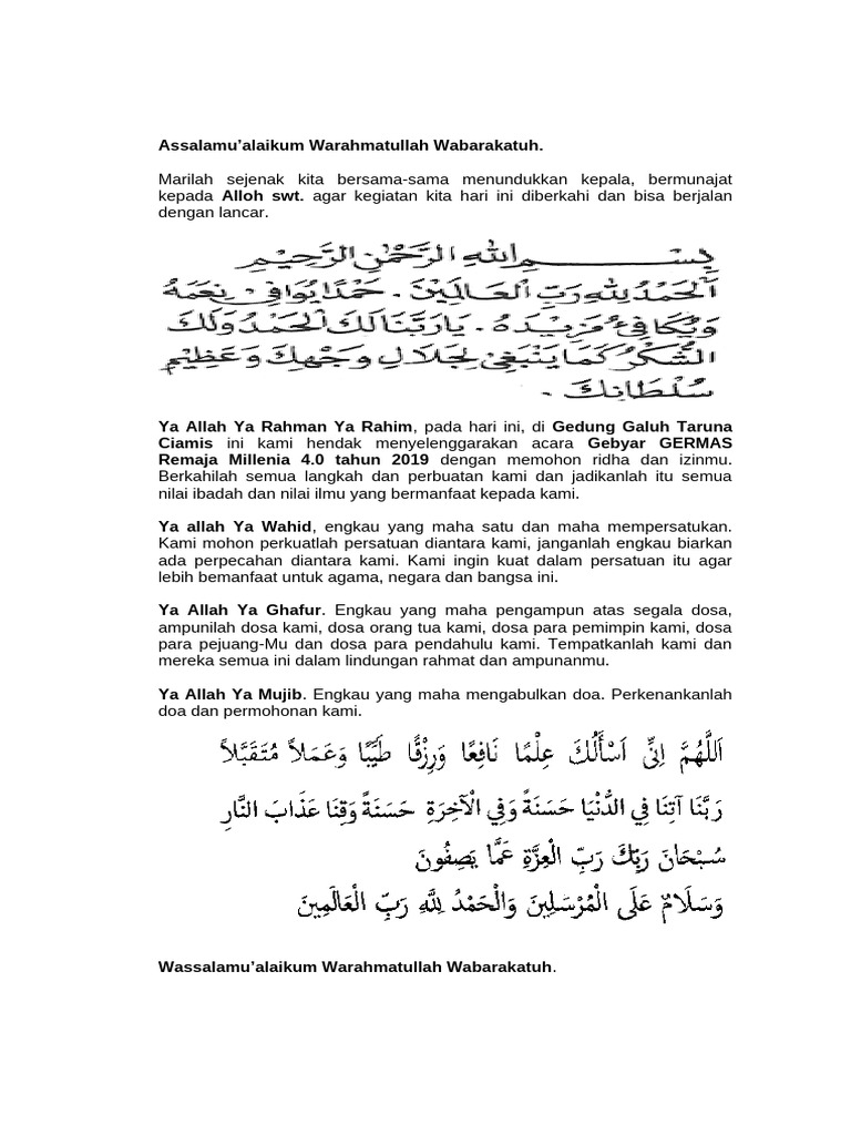 Teks Doa Pembuka Dan Penutup Dalam Acara | PDF