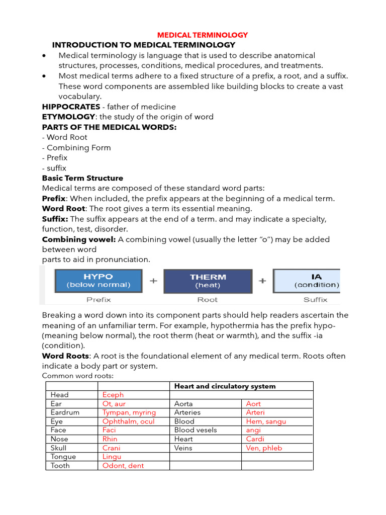 Medical Terminology Part 1 Topic | PDF | Linguistics | Anatomy