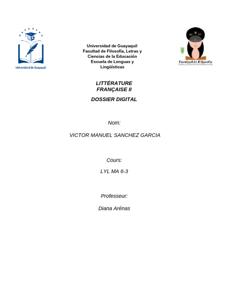 Caratula Literatura Francesa II | PDF