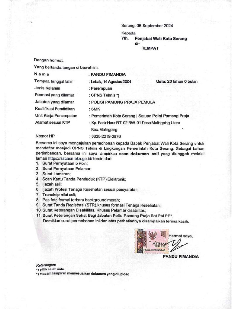 BERKAS LAMARAN | PDF