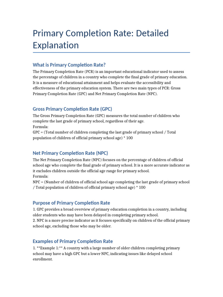 Understanding Primary Completion Rates | PDF