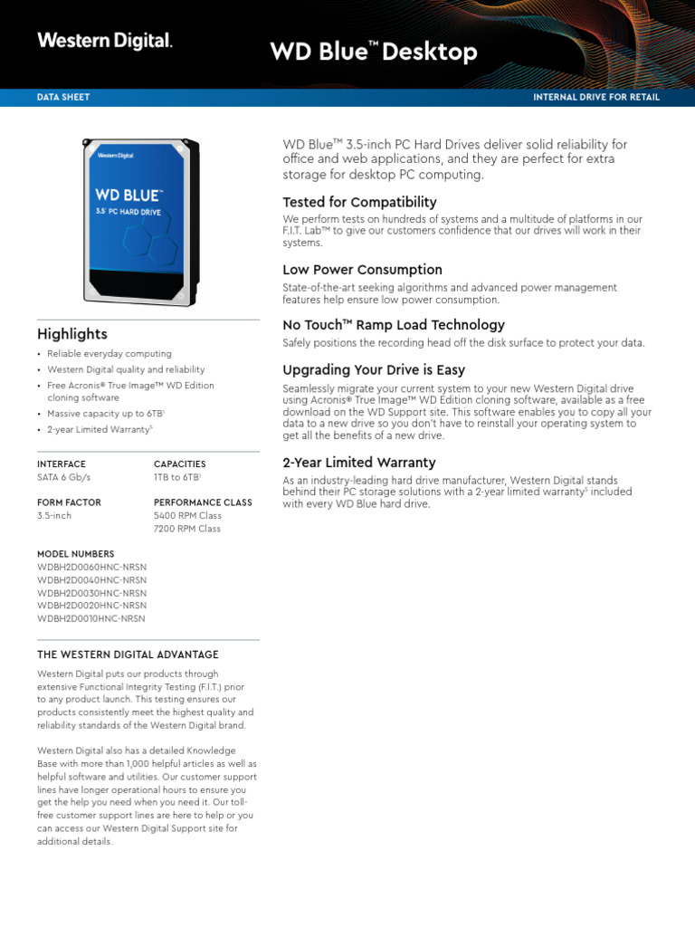 Data Sheet WD Blue Desktop Idk | PDF | Hard Disk Drive | Computing