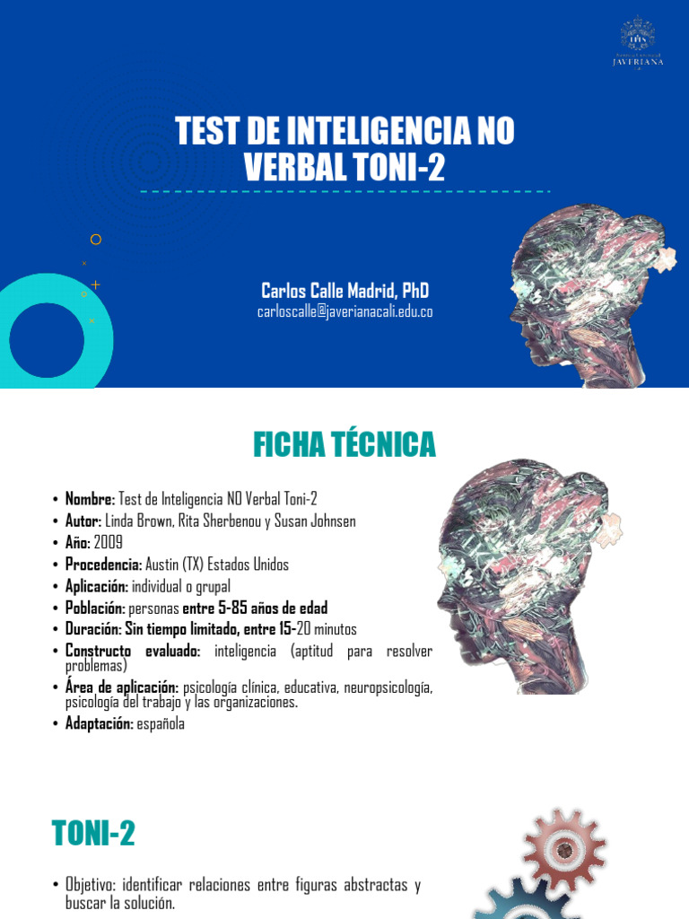 Escala de Inteligencia No Verbal Toni-2 | PDF | Inteligencia | Validez (Estadísticas)