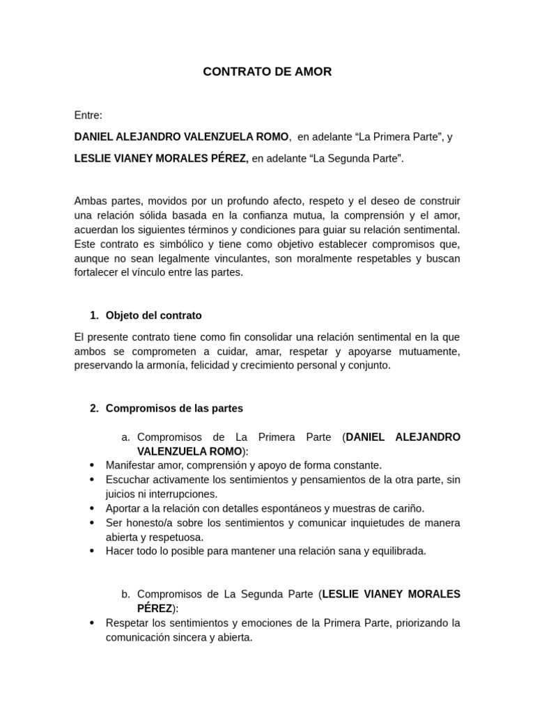 Contrato de Amor entre Pareja | PDF | Amor | Felicidad