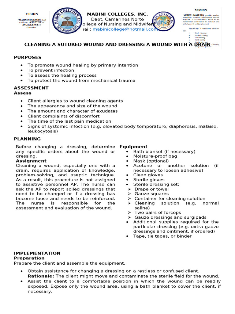 Cleaning A Sutured Wound and Dressing A Wound With A Drain Procedure ...