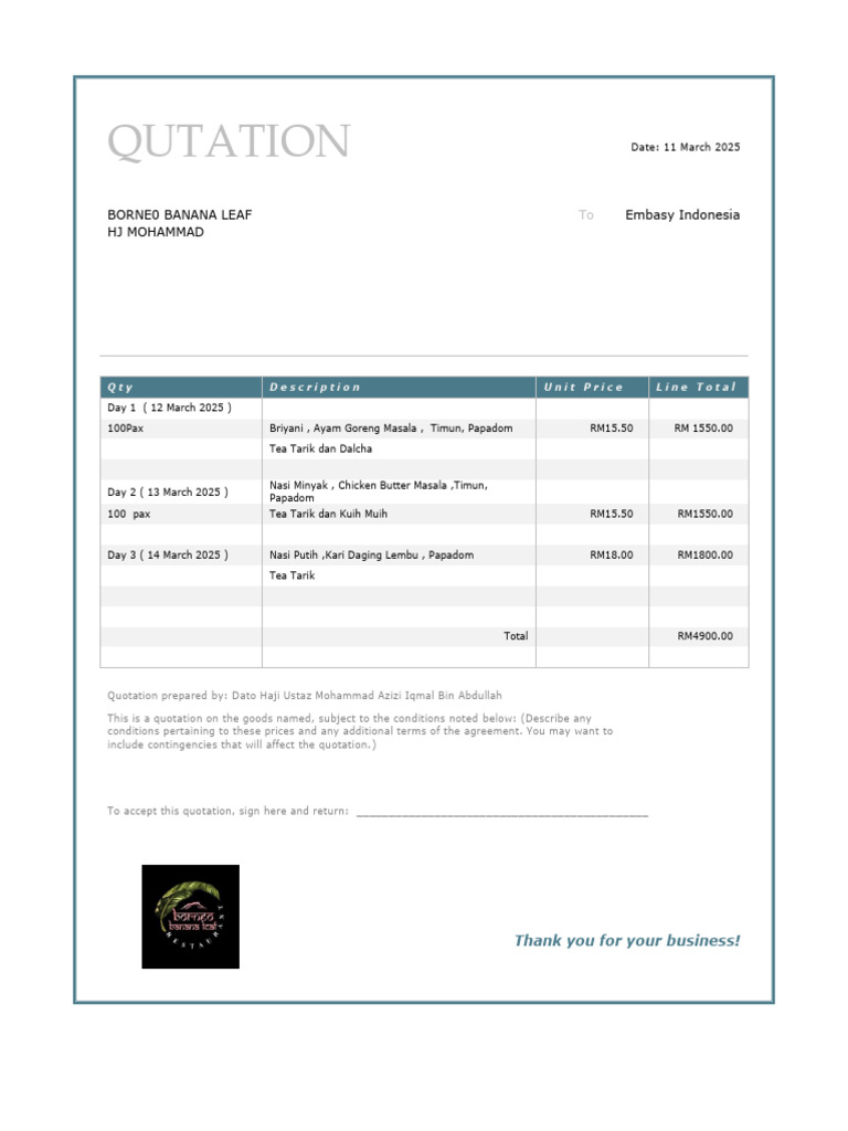 Qutation Food 3 Day - Indonesia Dirgahayu 1 | PDF