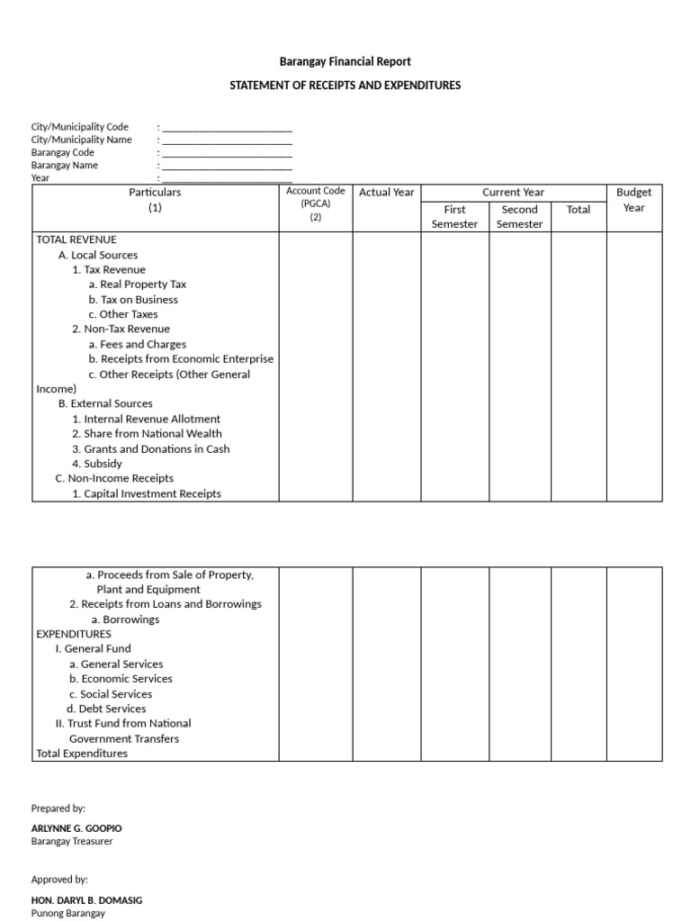 Barangay Financial Report | PDF