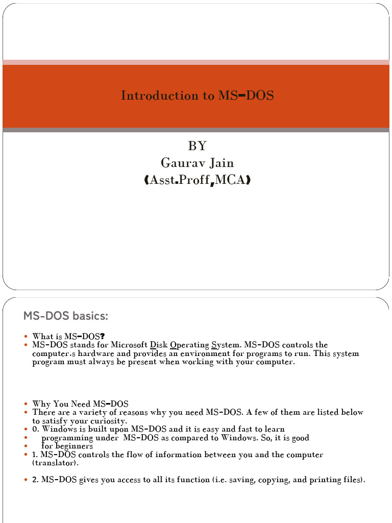 Msdos Intro - PPT - 20250102 - 221441 - 0000 | PDF | Computer File | Directory (Computing)