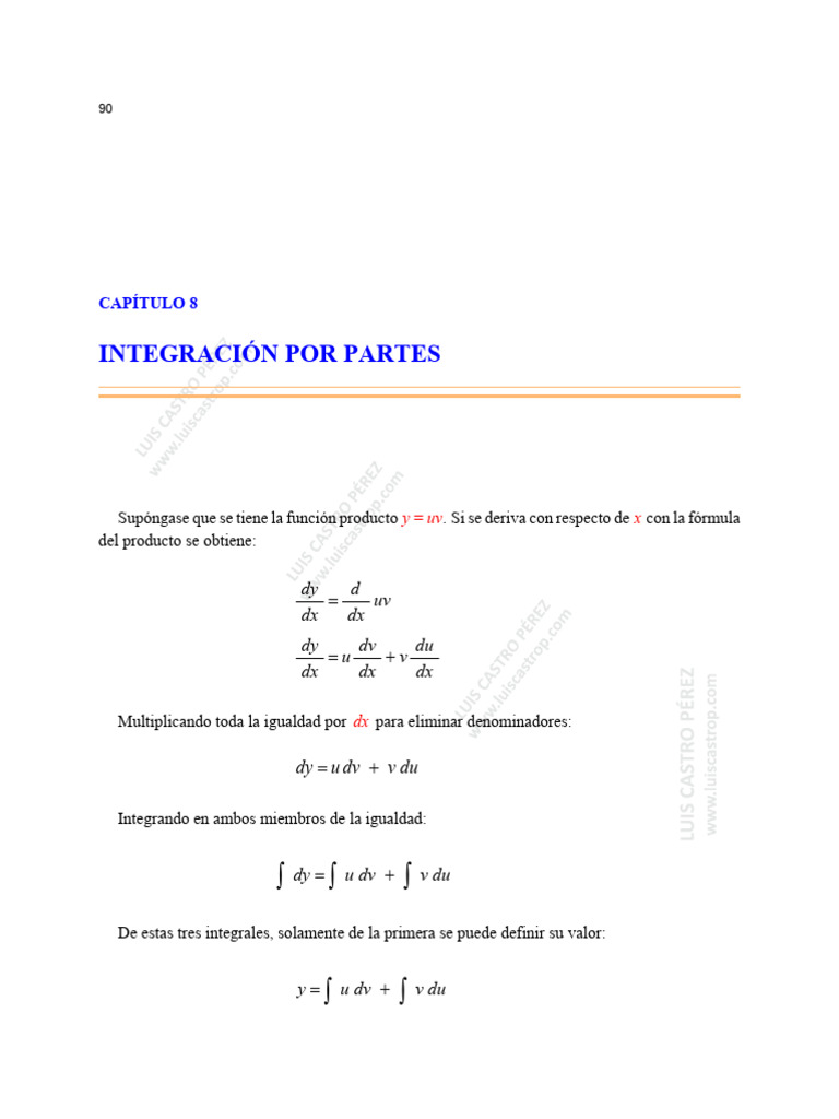 Integración por partes: Guía y ejemplos | PDF | Integral | Funciones y ...