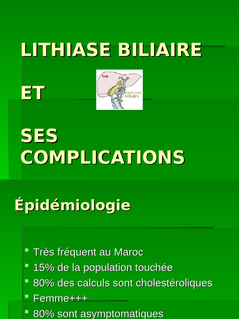 Lithiase biliaire et calculs cholestéroliques | PDF | Vésicule biliaire ...