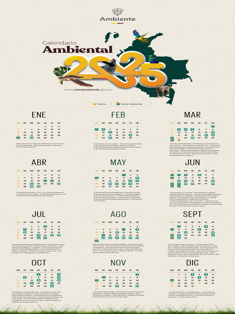 Calendario Ambiental 2025 Minambiente | PDF | Entorno natural | Los bosques