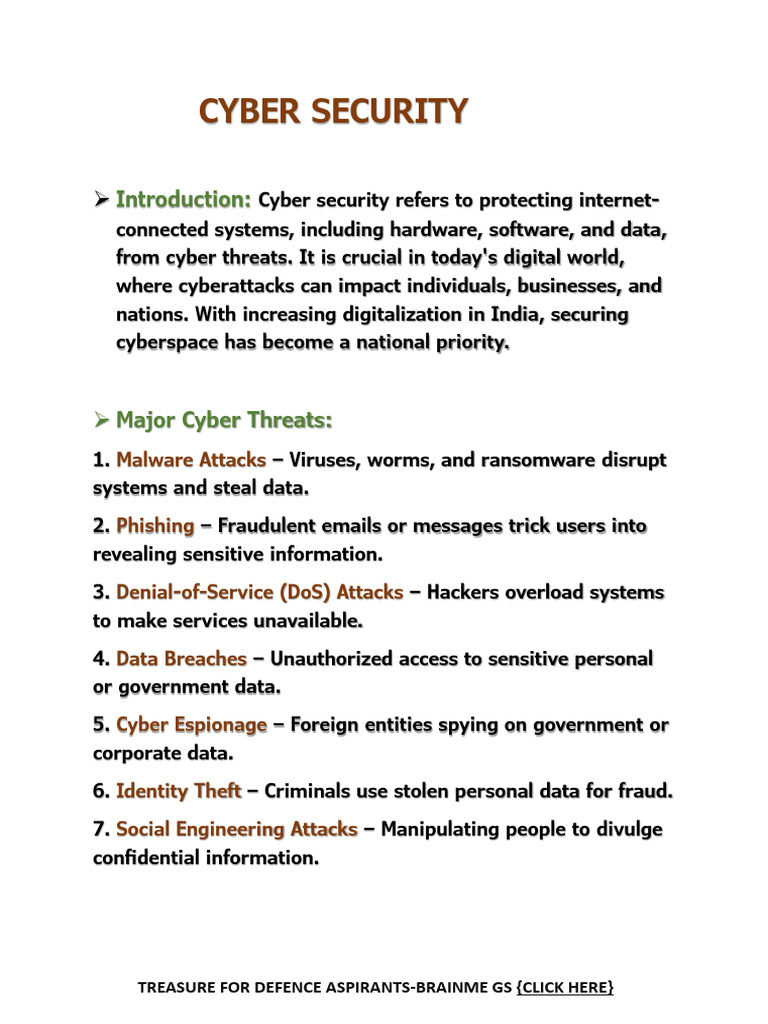 Cyber Security Overview for India | PDF | Security | Cyberwarfare