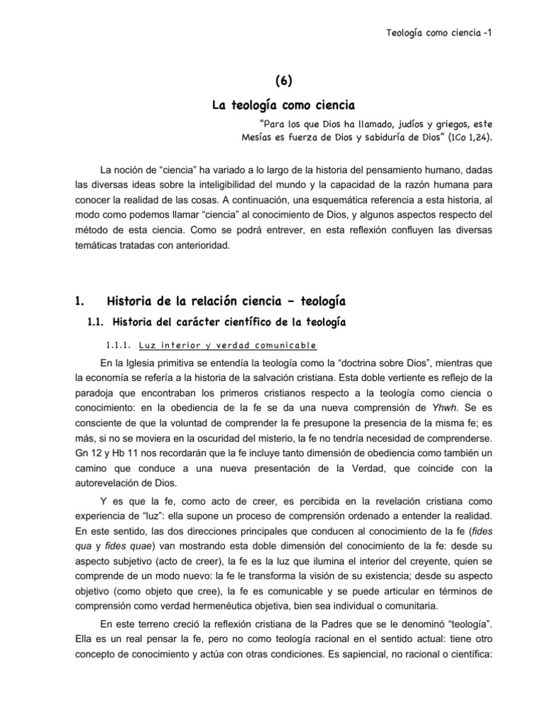 Teología como Ciencia: Perspectivas Históricas | PDF | Verdad | Teología