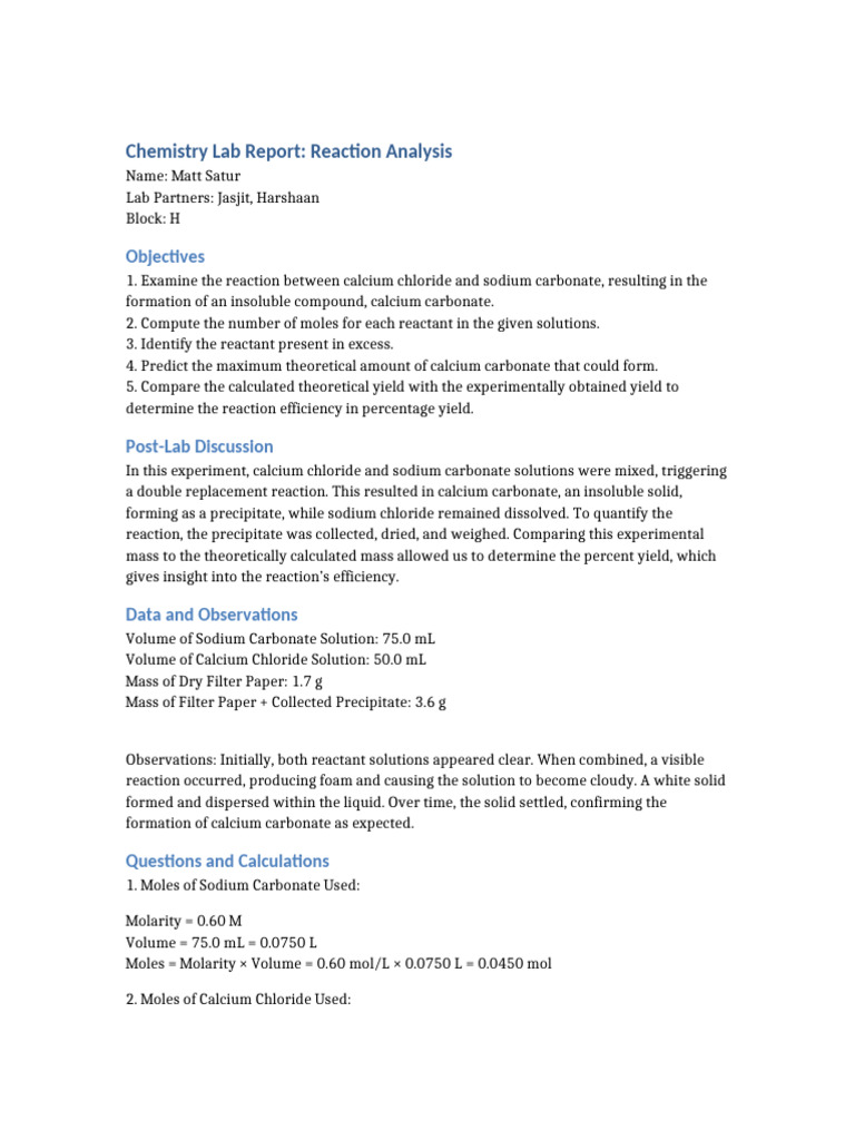 Rewritten Chemistry Lab Report | PDF | Mole (Unit) | Solubility