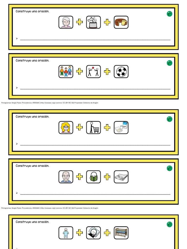 Tarjetas para construir oraciones infantiles | PDF