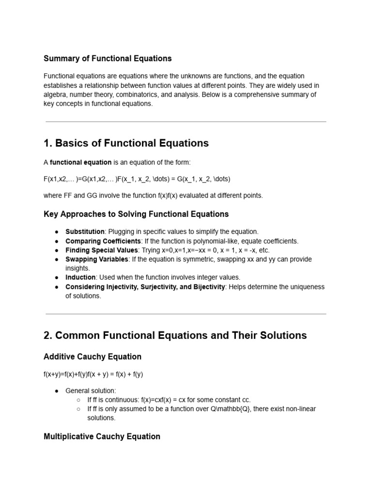 Functional Equation Concept Review | PDF | Equations | Function (Mathematics)