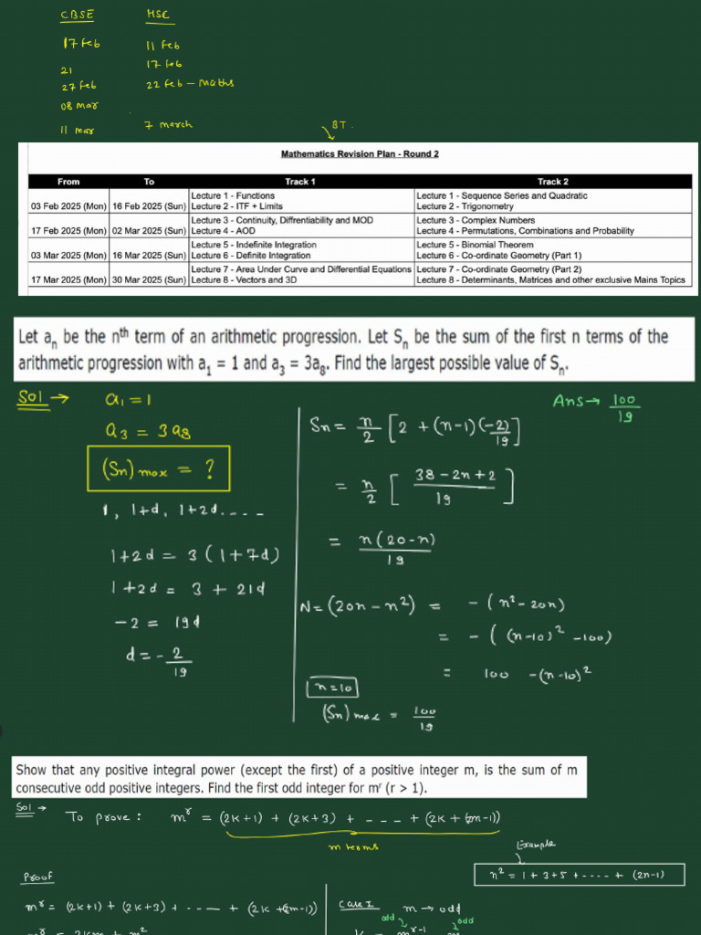 Revision Lec Round 2 Sequence and Series, Quadratic Equation | PDF