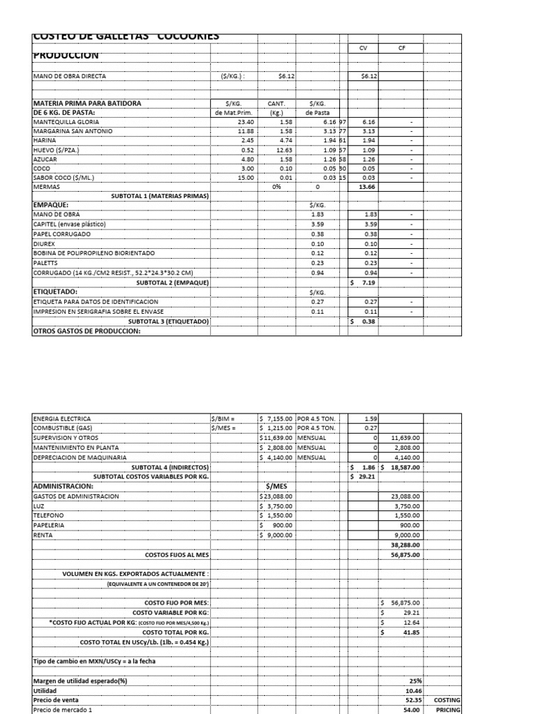 Ejercicio Clasificacion de Costos | PDF
