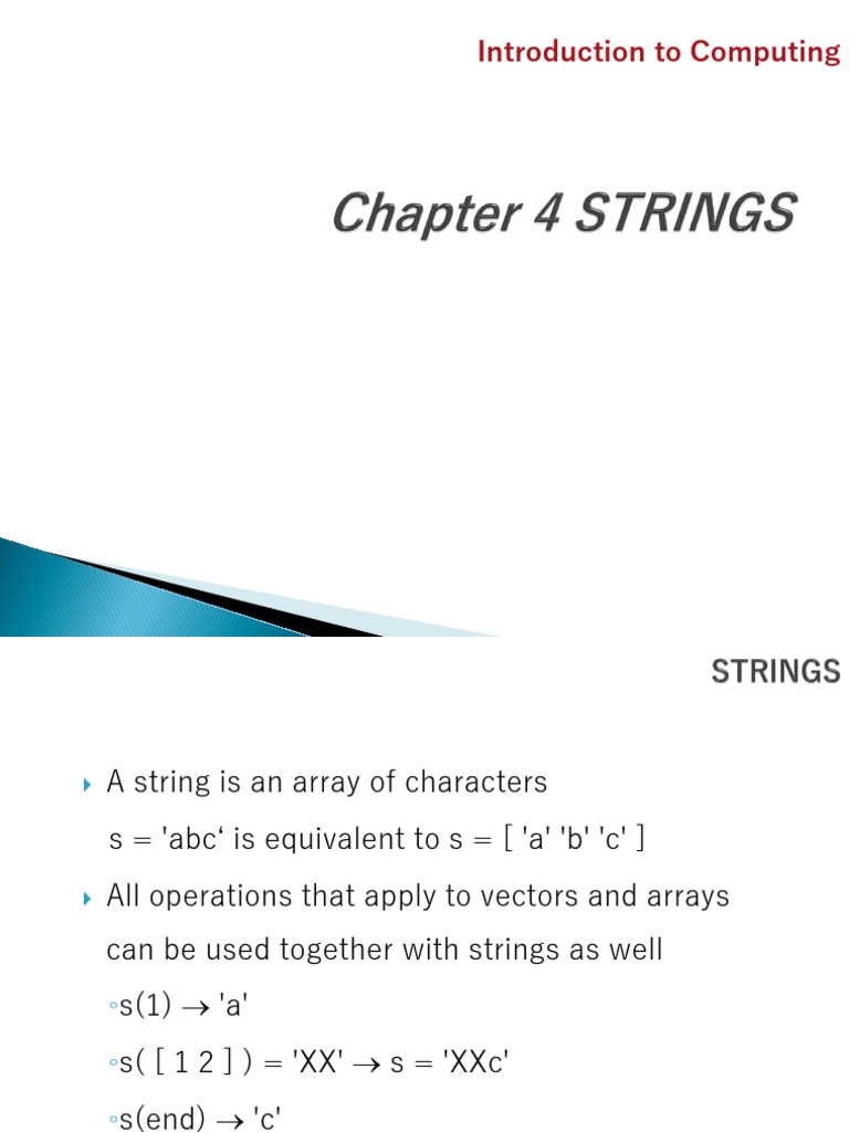 Chapter 4 - Part 3 - Matlab - Strings | PDF | String (Computer Science) | Computer Data