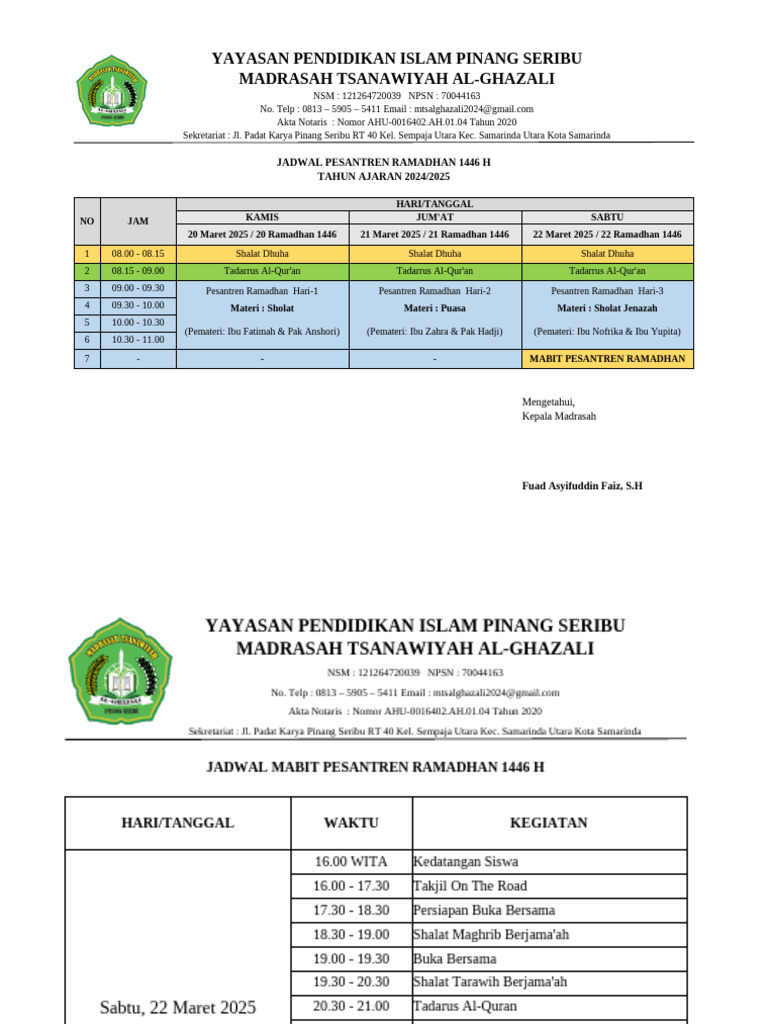 Pesantren Ramadhan 1446 H | PDF