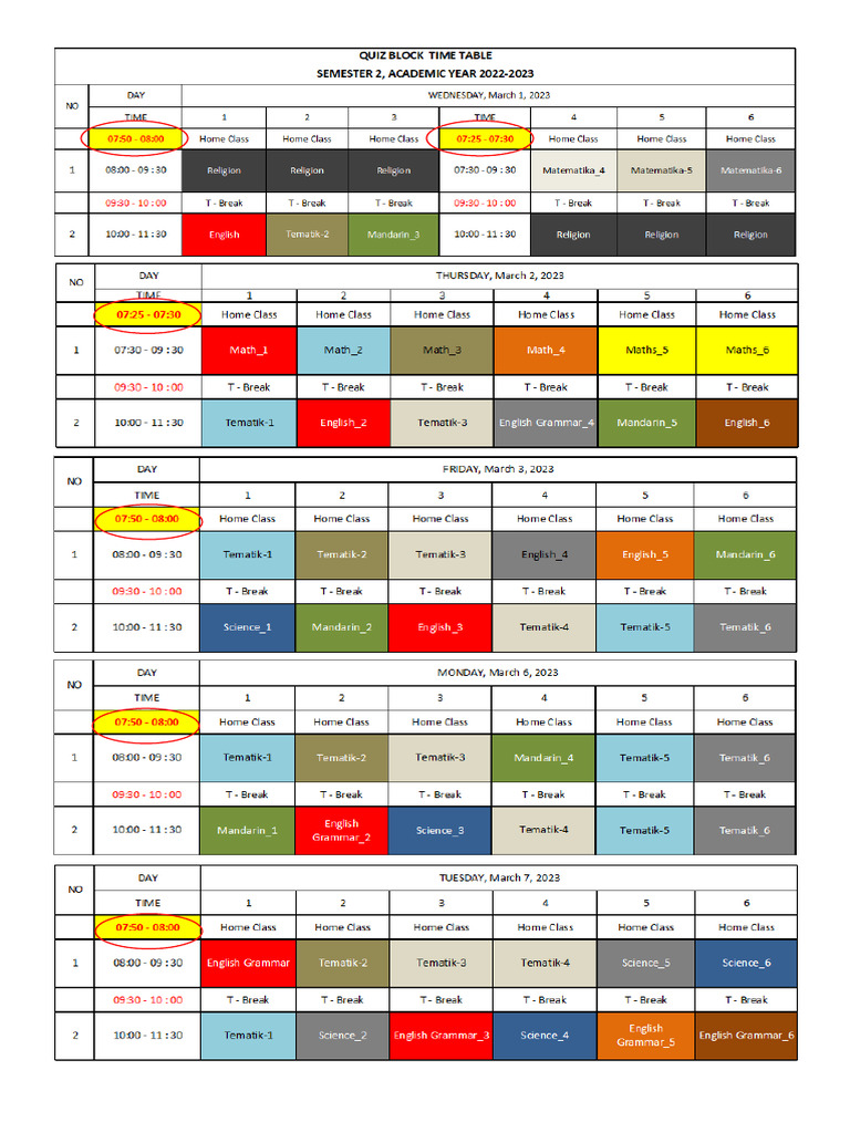 Time Table QB 2 2024 | PDF