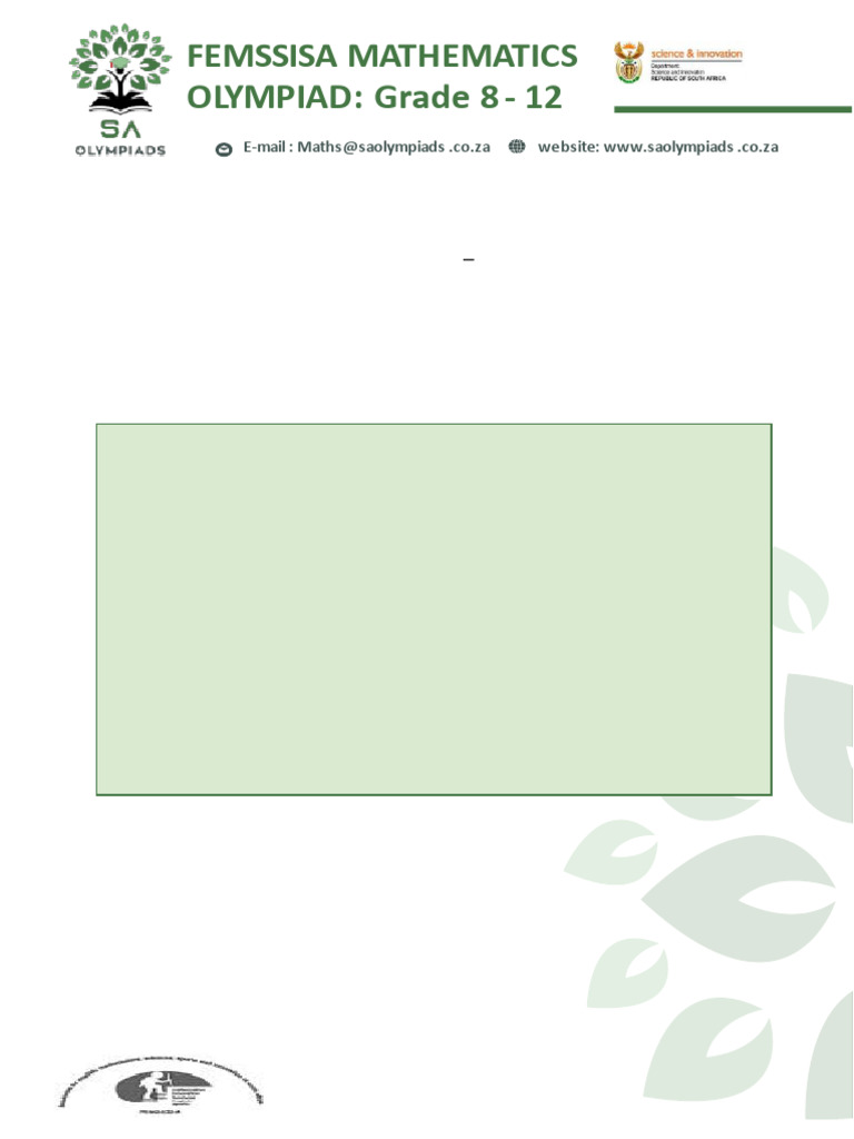 FEMSSISA Grade 9 Mathematics Olympiads 2024 | PDF | Mathematics