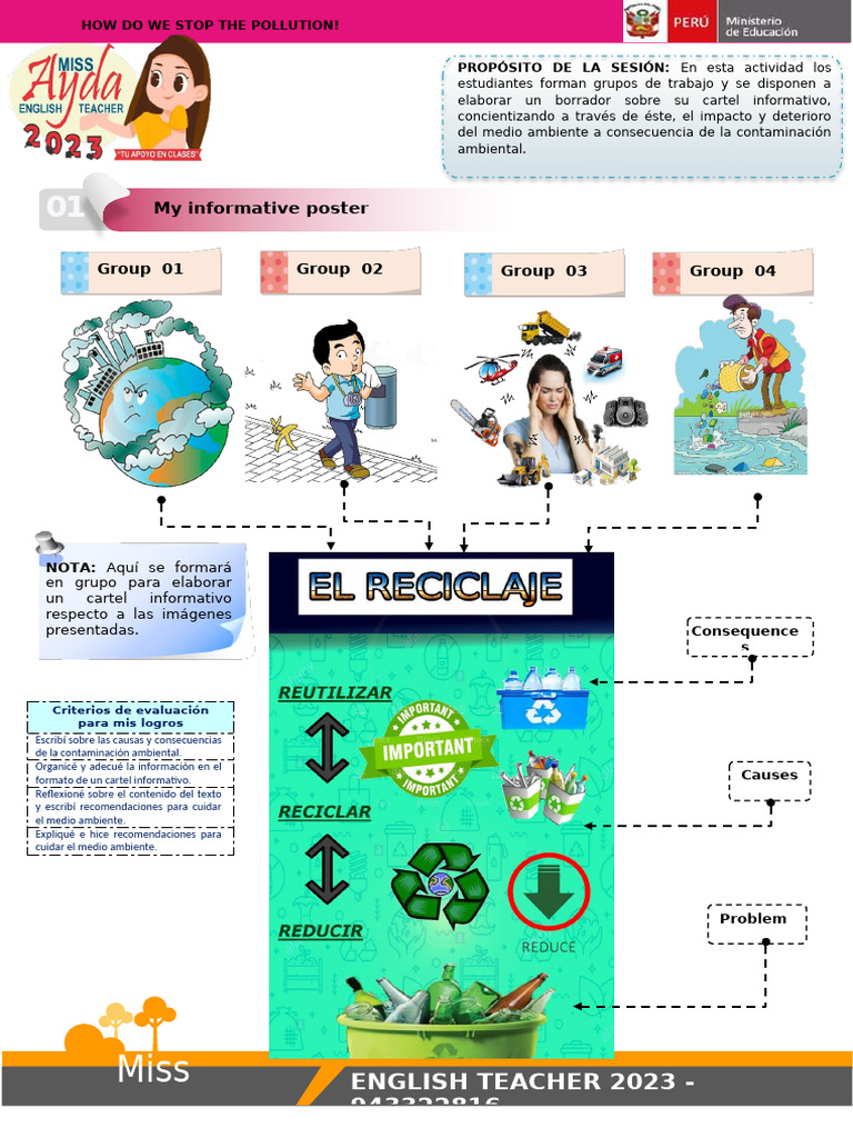 2 Clase Ficha 2 - Semana 3 - My Information Poster - Prea1 - Miss Ayda | PDF