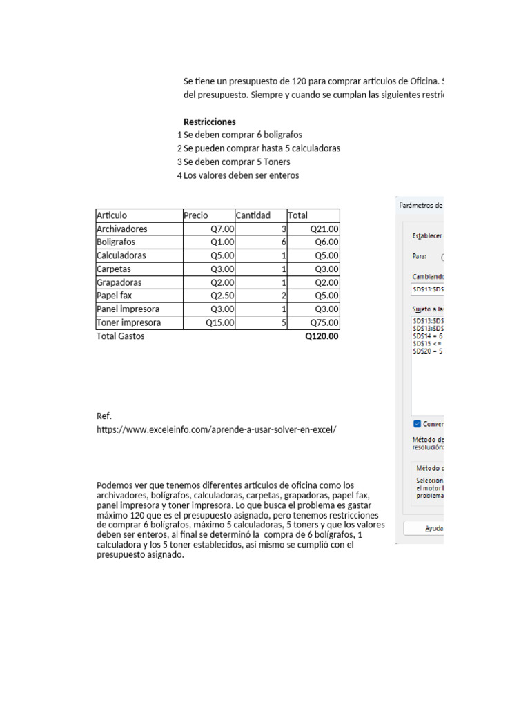 Ensayo Metodo Solver | PDF | Presupuesto
