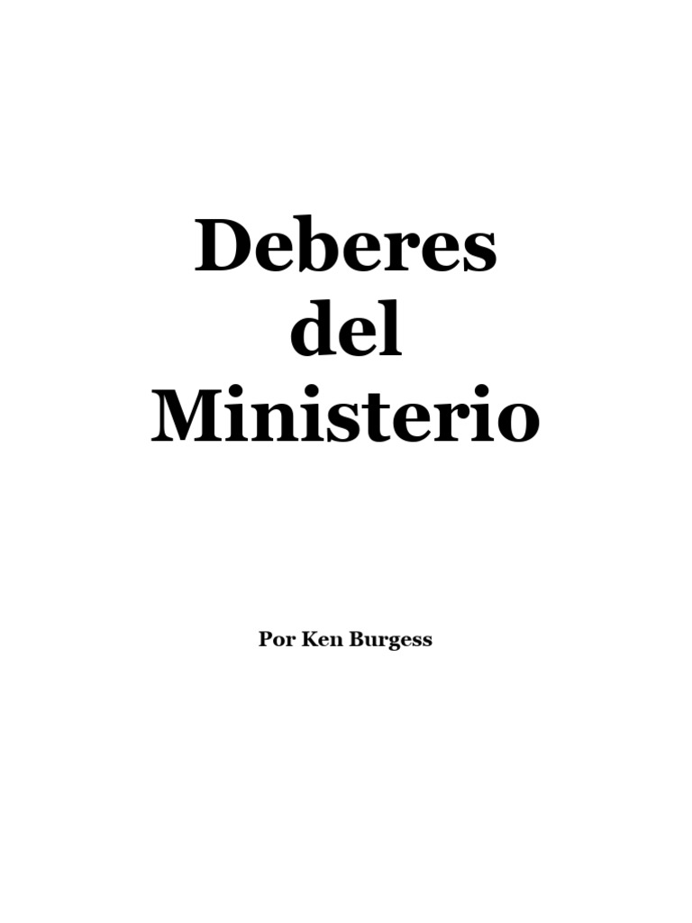 Deberes Del Ministerio - Ministerial Duties - K Burgess - SP | PDF ...