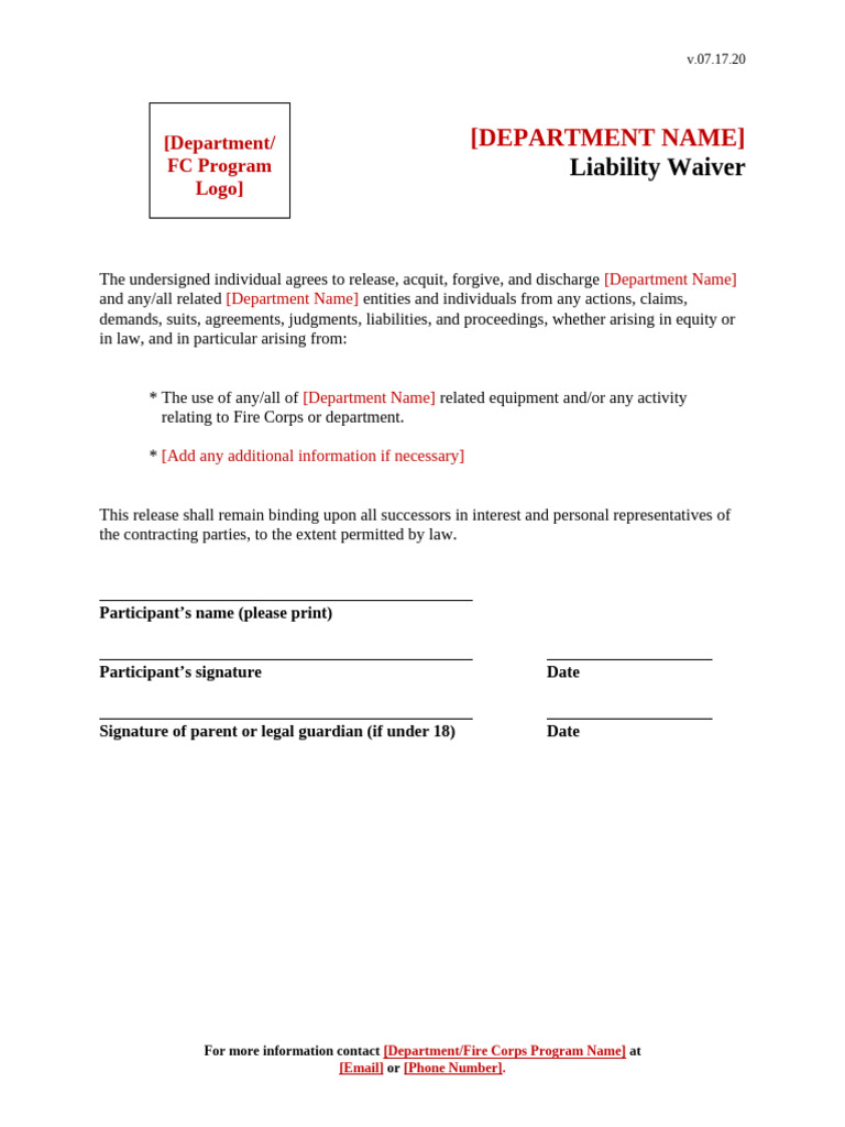 Customizable Liability Waiver | PDF