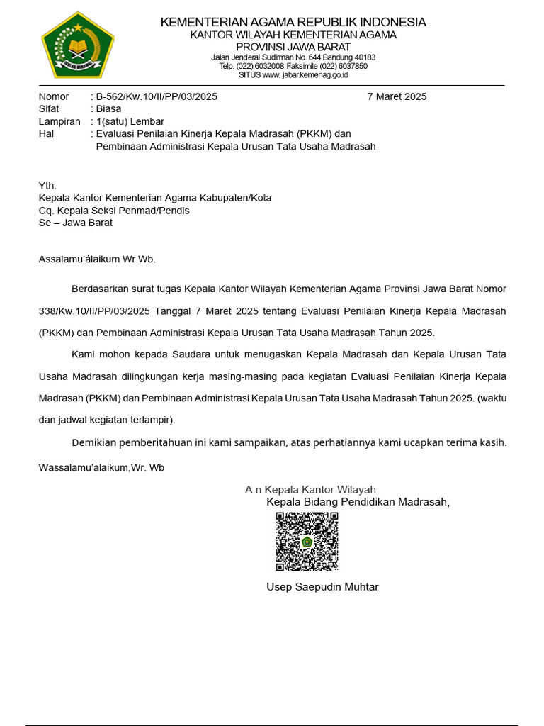 Surat Evaluasi PKKM dan Pembinaan Kaur TU Tahap 3 | PDF