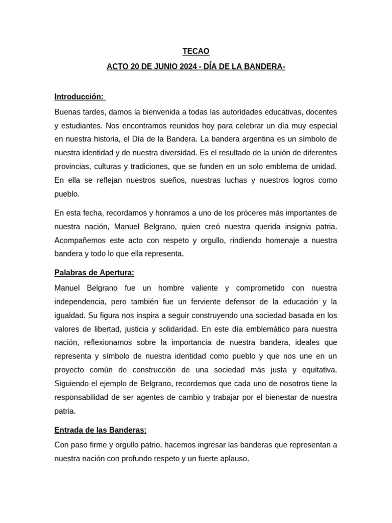 GLOSAS ACTO 20 DE JUNIO 2024 | PDF | Nación