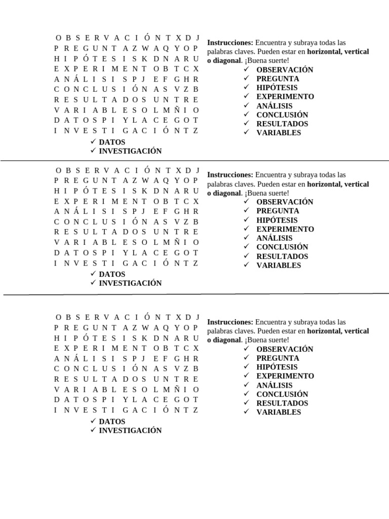 Sopa de Letras | PDF | Hipótesis | Experimentar