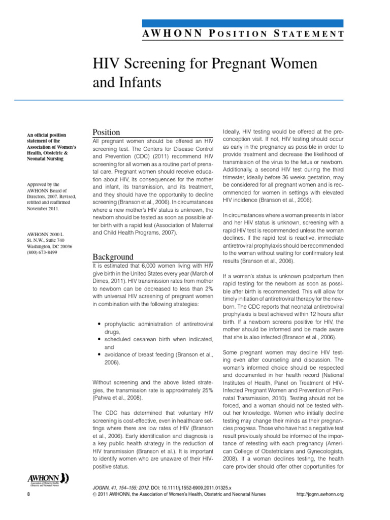 RETIRED HIV Screening For Pregnant Women and Infa | PDF | Pregnancy | Management Of Hiv/Aids